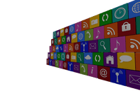 Colorful Digital Icons Wall on Transparent Background for Apps and ...