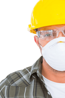 Handyman Wearing Protective Gear with Yellow Hard Hat on Transparent ...