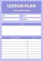 Purple Lesson Plan Template for Teachers with Structured Layout ...