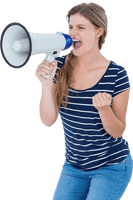Transparent Woman Shouting with Megaphone Empowerment Communication ...