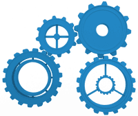 Blue Mechanical Gears on Transparent Background for Engineering ...