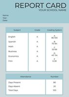 Blank Report Card Template with Grading System and Attendance ...