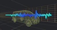 Digital Rendering Concept of Van with Soundwave and Data Grid Overlay ...