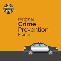 National Crime Prevention Month Illustrated with Police Car and Badge ...