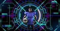African American Rugby Player with Futuristic Scanning Interfaces ...