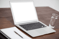 Transparent Computer Screen Blank Laptop on Wood Office Desk - Download ...