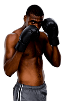 Focused African American Boxer in Boxing Gloves on Transparent ...