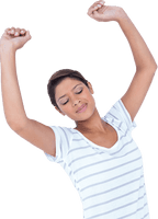 Relaxed Woman with Eyes Closed Stretching on Transparent Background ...