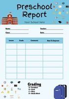 Colorful Preschool Report Card Template for Daycare and Elementary ...