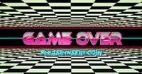 Retro Game Over Message in 80's Neon Style Overlayed on Checkerboard ...