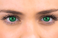 Intense Green Eyes on Female Face Close-Up Transparent Effect ...