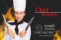 Chef Competition Advertisement with Fiery Background and Determined ...