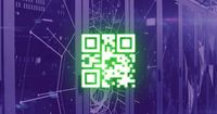 QR Code Overlaying Server Room Representing Digital Connections and ...