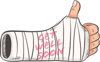 Hand with Cast Saying Get Well Soon on Transparent Background ...