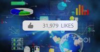 Digital Interface With Likes Overlaying Data Visualizations - Download ...
