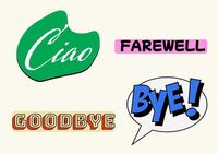 Colorful Farewell Greetings Including Ciao and Goodbye Fonts - Download ...