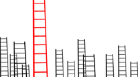 Red Ladder Among Black Ladders Transparent Background Illustration ...