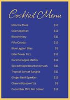 Elegant Cocktail Menu with Blue and Gold Design - Download Free ...