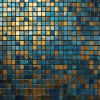 Blue and Gold Mosaic Tile Pattern from Pikwizard