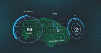 Digital Dashboard of Electric Car Interface with 3D Rendered Vehicle ...