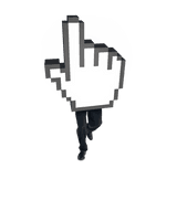 Person with Digitally Styled Finger Cursor Mask, Transparent Background ...