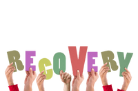 Hands Holding Recovery Text on Transparent Background Illustration ...