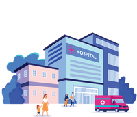 Digital Illustration of Modern Hospital Building on Transparent ...