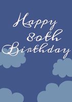 Elegant 80th Birthday Card with Cursive Text and Clouds - Download Free ...