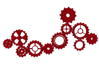 Interlinked Red Cogs on Transparent Background Symbolizing Teamwork and ...