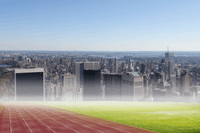 Transparent Track and Field Overlooking Modern Cityscape - Download ...