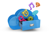 3D Cloud Storage Icon Transparent Background with Social Media Symbols ...