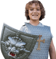 Happy Boy Dressed as Fantasy Knight with Shield Transparent Background ...