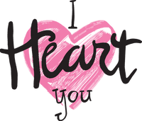 I Heart You Text with Pink Heart on Transparent Background Digital ...
