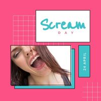 Scream Day Concept with Caucasian Woman Expressing Emotion on Colorful ...