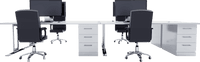 Transparent Modern Office Workspace Setup with Desks and Chairs ...