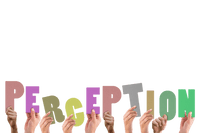 Hands Holding Transparent Word Perception in Colorful Letters ...