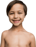 Portrait of Happy Shirtless Boy with Brown Hair on Transparent ...