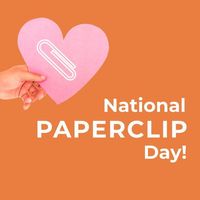 National Paperclip Day with Heart-Shaped Paperclip Design from Pikwizard
