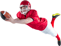 American Football Player in Mid-Air Scoring Touchdown Transparent ...