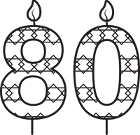 Decorative 80th Birthday Candle Outline on Transparent Background ...