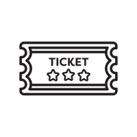 Black Ticket Icon PNG with Stars and Text on Transparent Background ...