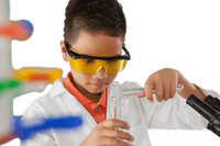 Caucasian Boy Conducting Science Experiment on Transparent Background ...