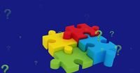Colorful Puzzle Pieces with Question Marks on Purple Background ...