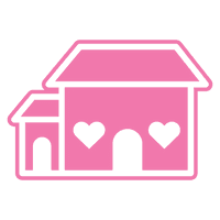 Pink House Icon with Heart Details on Transparent Background - Download ...