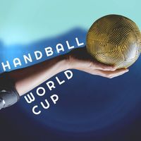 Handball World Cup promotional design with hand holding ball against ...