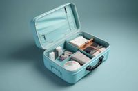 Open Blue Suitcase Packed with Vacation Essentials - Download Free ...