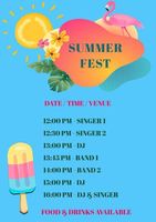 Vibrant Summer Fest Schedule with Tropical Flamingo and Sun ...
