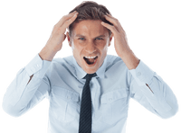 Frustrated Businessman on Transparent Background Hands on Head ...