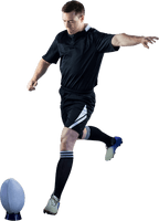 Transparent determined rugby player performing drop kick - Download ...