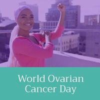Empowered Woman Celebrating World Ovarian Cancer Day with Ribbon from ...